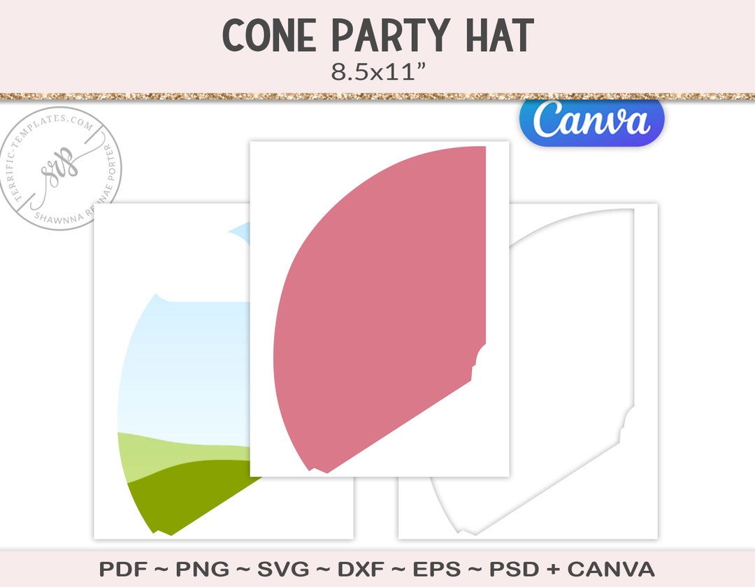Party Hat Template, Party Printable, 6.5" Cone Hat, Kid's Birthday ...