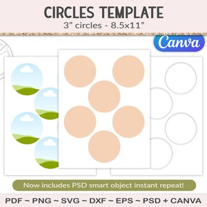 3" Circle Collage Template, Blank Circle Rounds, Party Printable ...