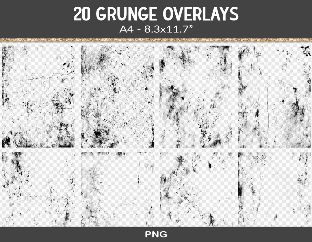 Grunge Texture Overlays, Black Grungy Paper Grit, A4 Size Png Clipping ...