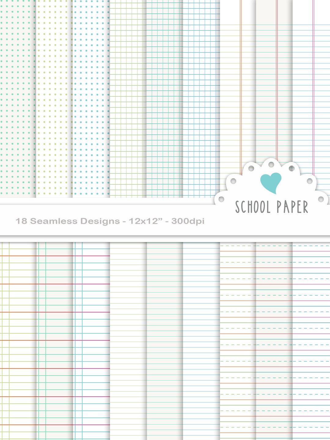 Lined Digital Papers Seamless Graph Paper Backgrounds - Etsy