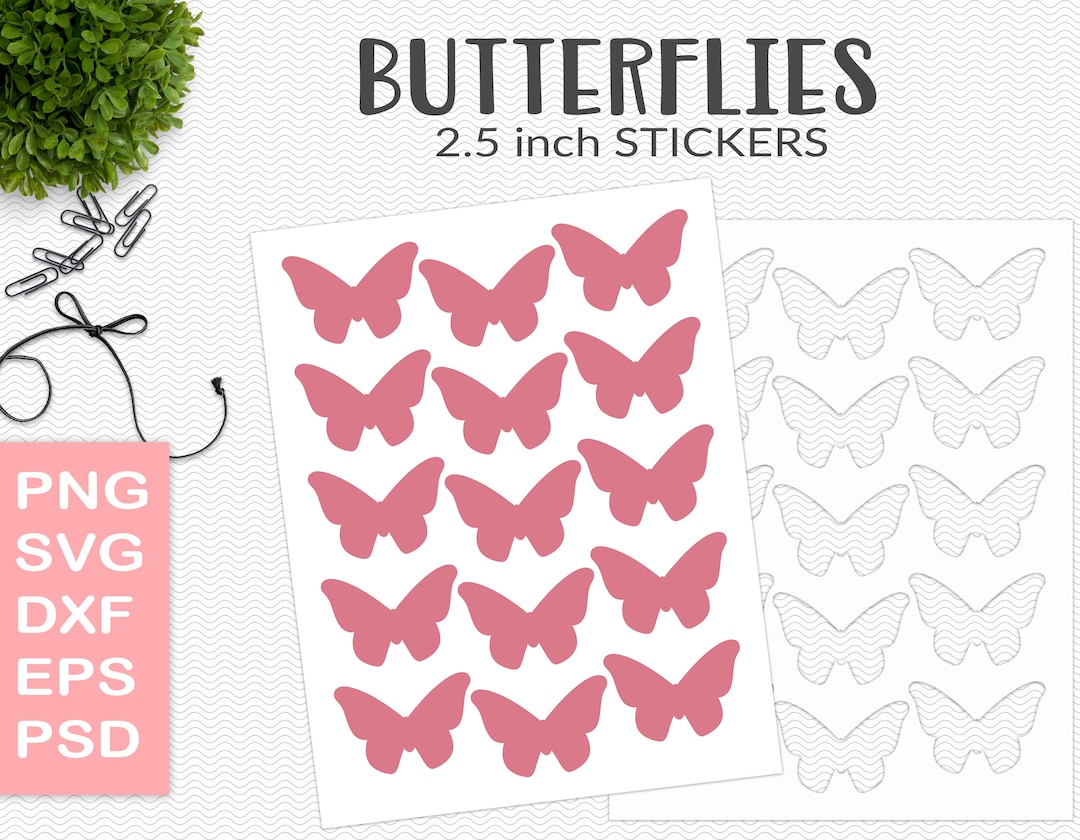2.5 Butterfly Sticker Template Printable Collage Sheet - Etsy