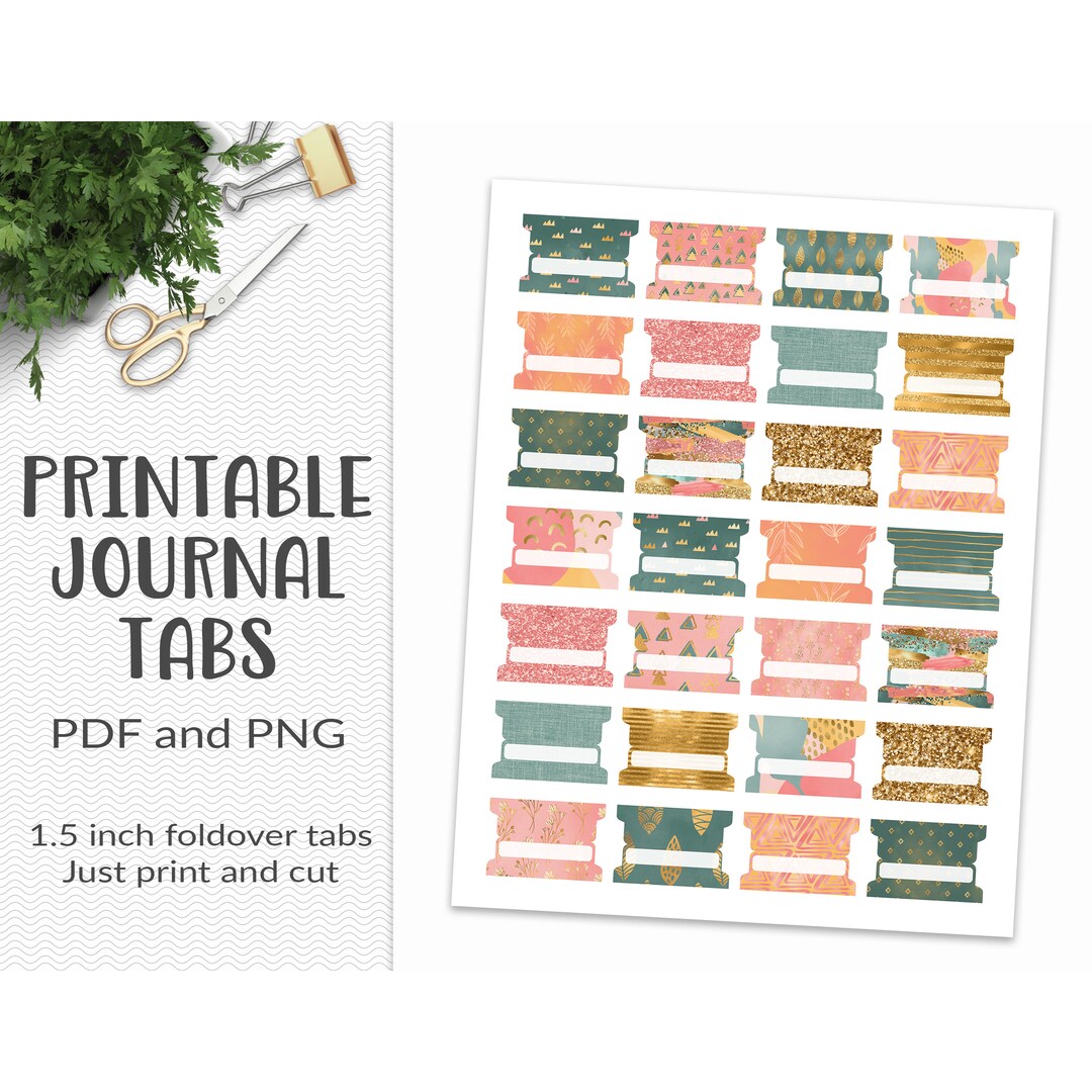 Printable Tabs Fold-over Tabs PNG Cut File Collage Sheet - Etsy