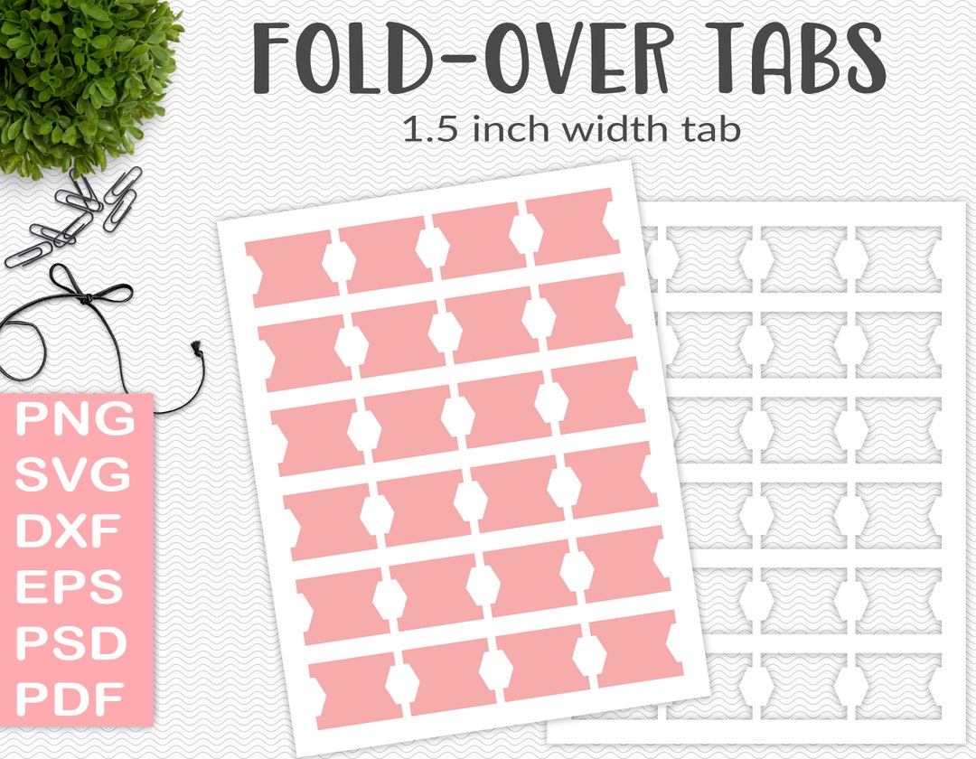 Tabs Template Blank Fold-over Tabs Svg Cut File Planner - Etsy