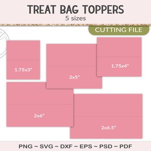 Bag Topper Templates, 5 Sizes, Party Printable Craft Template, Fold ...