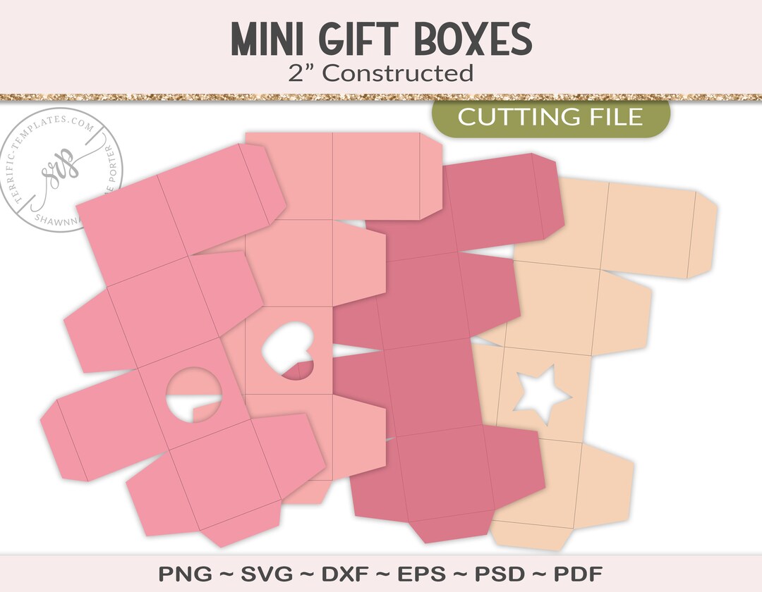Mini Favor Box Templates, 4 Styles, 2 Inch Gift Box Cutting File, Treat ...