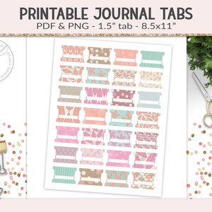 Printable Tabs, Fold-over Tabs, PNG Cut File Collage Sheet, Planner ...
