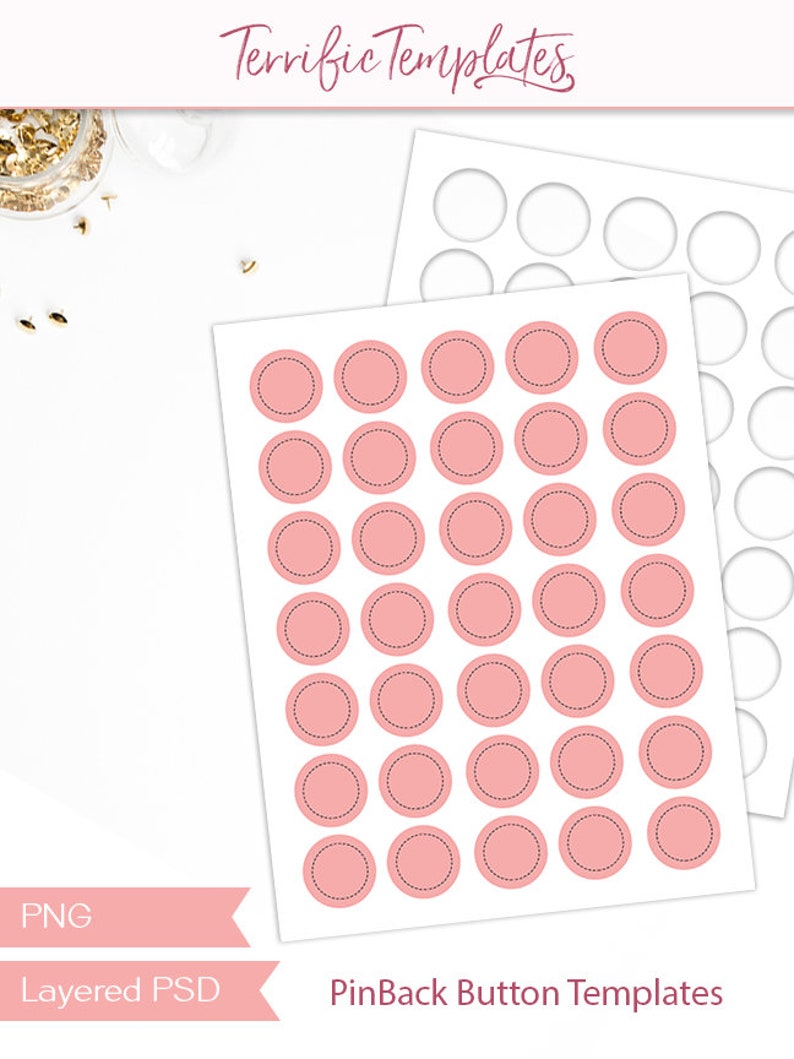Button template bundle pinback buttons layered PSD with wrap | Etsy