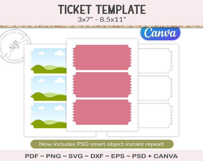 Ticket Stub Template, Party Printable, Svg Craft Cutting File, Large ...