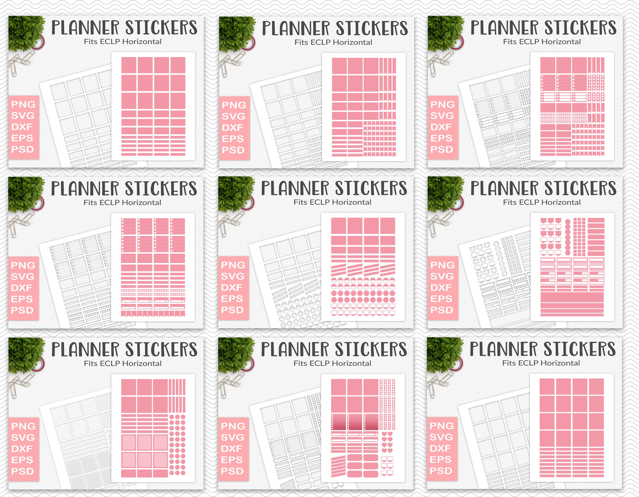 Planner Sticker Bundle 15 Template Sheets for EC Horizontal - Etsy