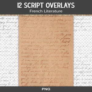 Faded French Script Overlays, PNG Handwriting Text, Ink Writing ...
