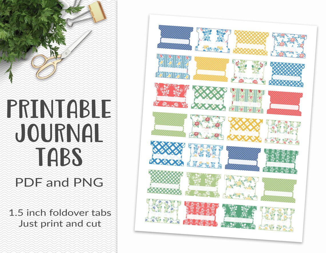 Printable Tabs Fold-over Tabs PNG Cut File Collage Sheet - Etsy