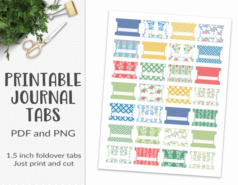 Printable Tabs Fold-over Tabs PNG Cut File Collage Sheet - Etsy