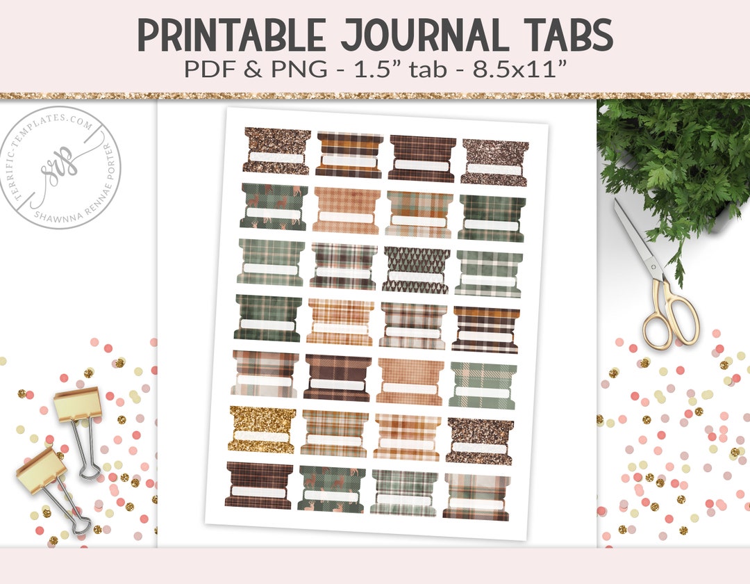 Printable Tabs, Fold-over Tabs, PNG Cut File Collage Sheet, Planner ...