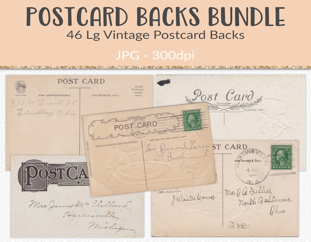 Vintage Postcard Backs Postcard Ephemera Vintage Junk - Etsy