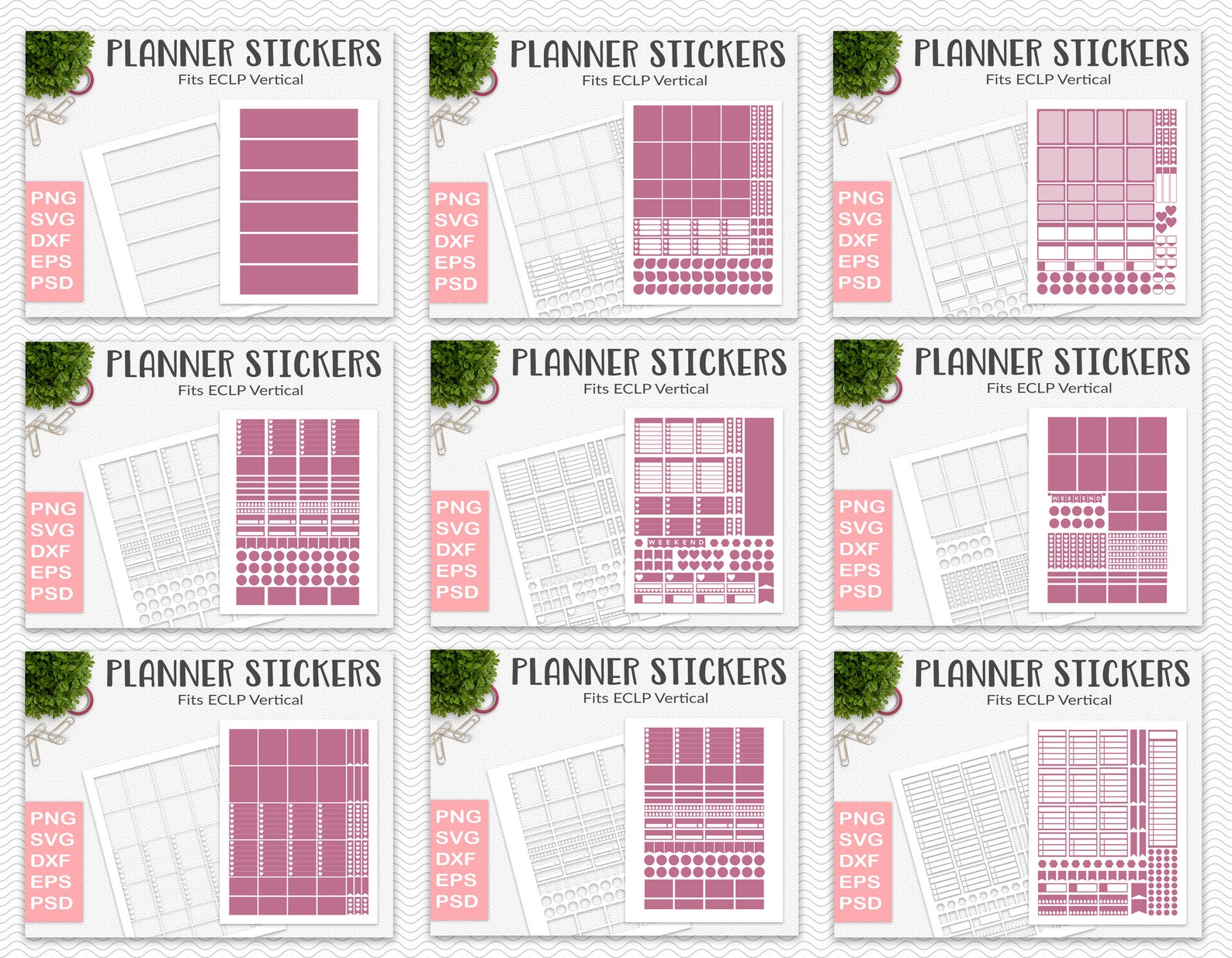 Planner Sticker Bundle 30 Template Sheets for EC Weekly - Etsy