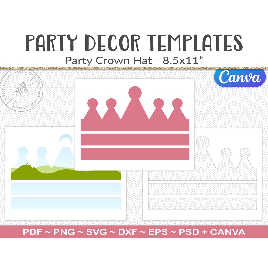 Crown Party Hat Template Party Printable Kid's Birthday - Etsy Australia