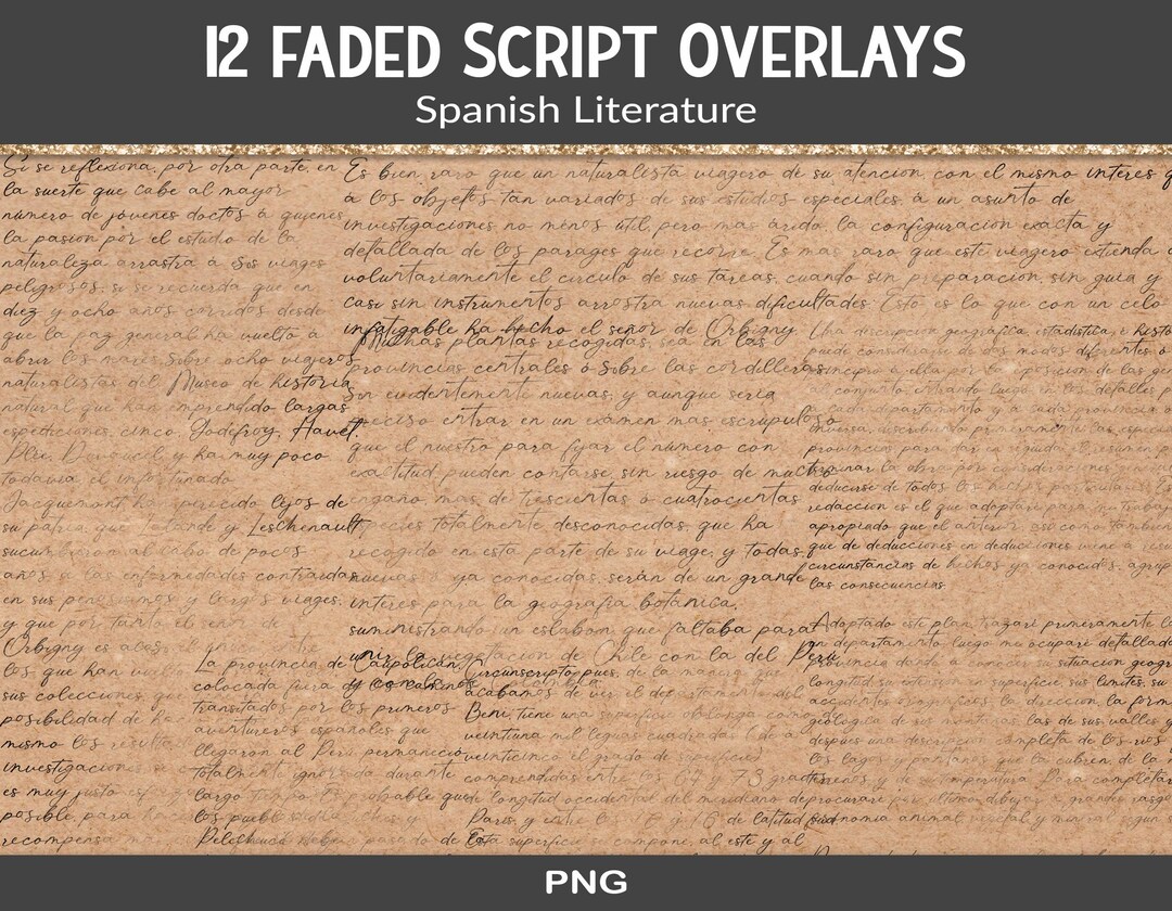 Faded Spanish Script Overlays, PNG Handwriting Text, Ink Writing ...