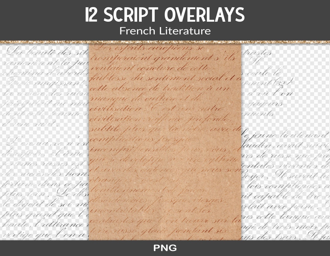 Faded French Script Overlays, PNG Handwriting Text, Ink Writing ...