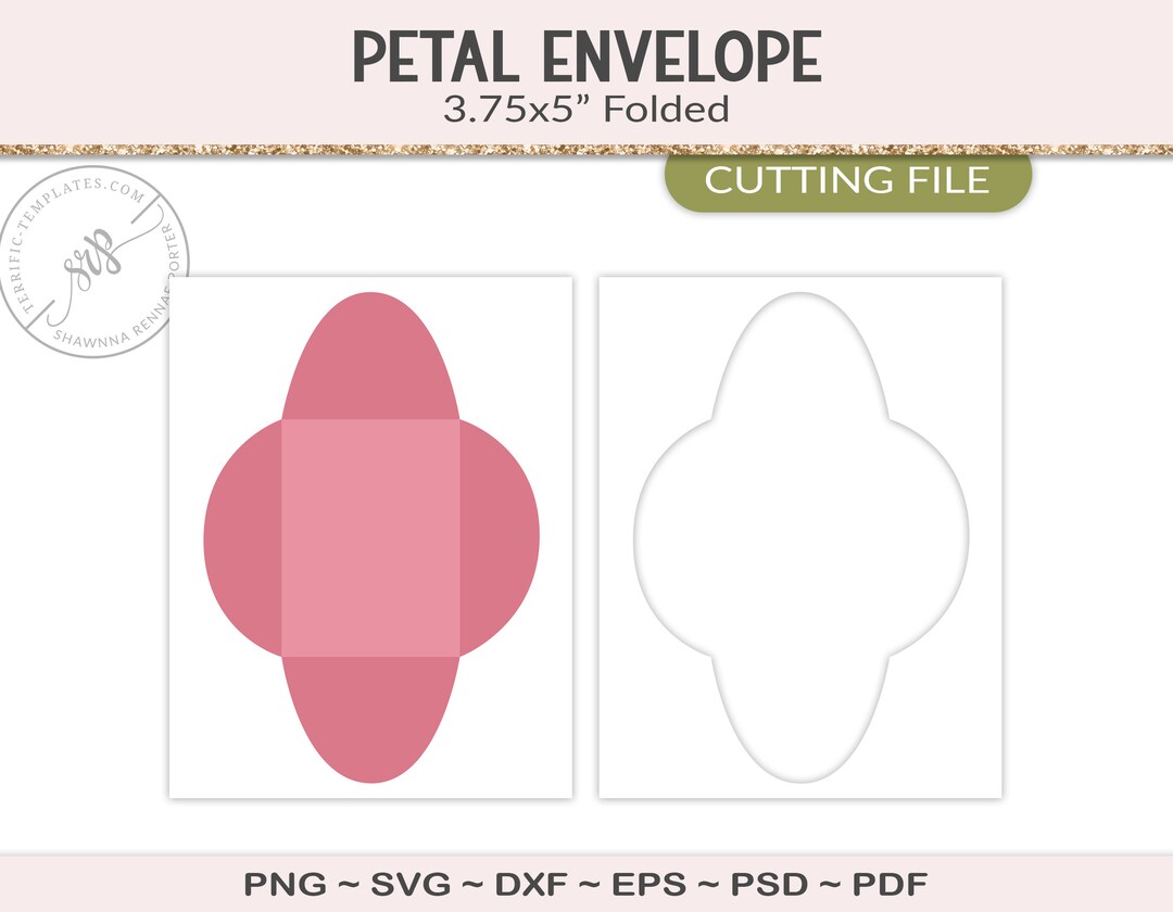 Petal Envelope Template, Party Printable Craft Template, Gift Card Wrap ...