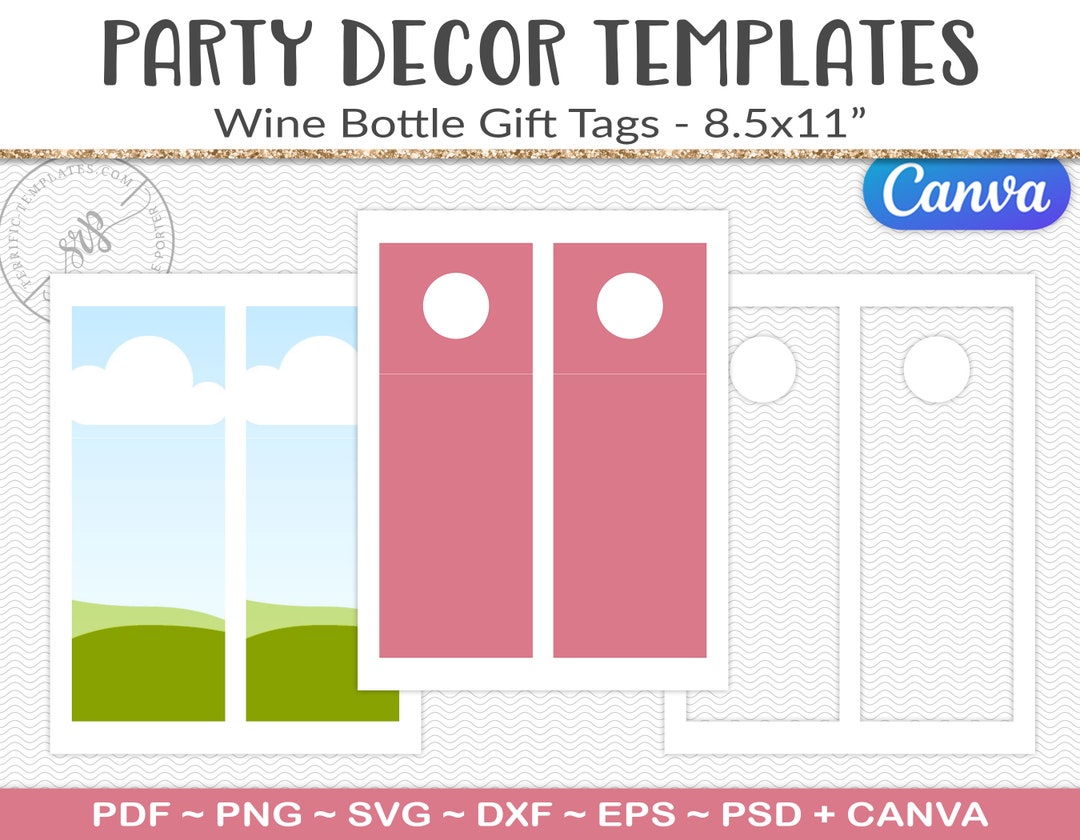 Wine Bottle Gift Tag Template Party Printable 9.5 Wine - Etsy