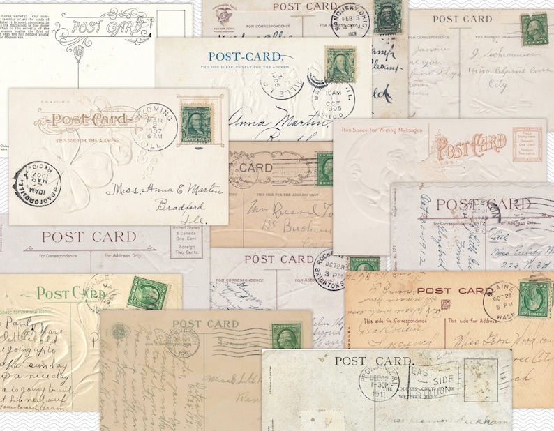 Vintage Postcard Backs Postcard Ephemera Vintage Junk - Etsy