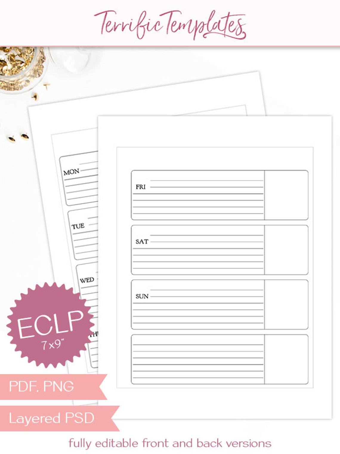 Editable Weekly Horizontal Planner Template Erin Condren | Etsy