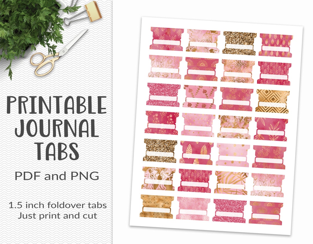 Printable Tabs Fold-over Tabs PNG Cut File Collage Sheet - Etsy