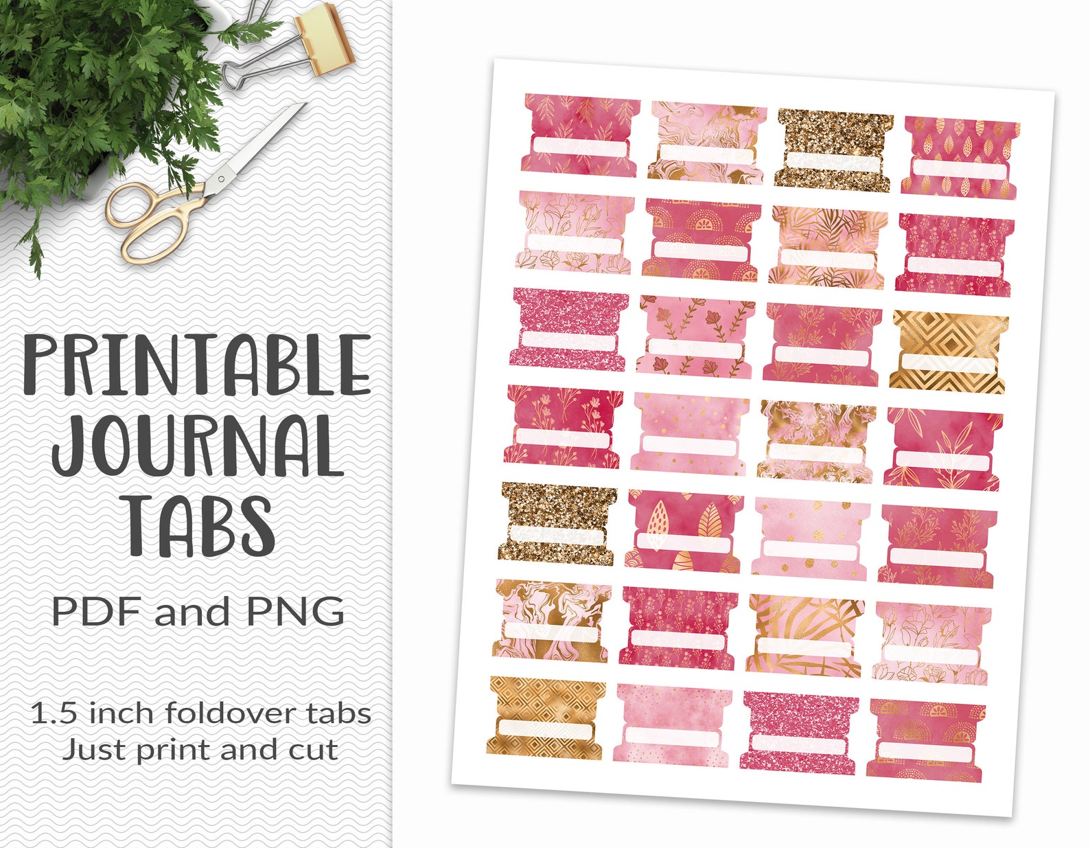 Printable Tabs Fold-over Tabs PNG Cut File Collage Sheet - Etsy
