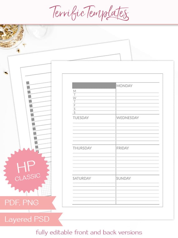 Editable Weekly Planner Template for the Happy Planner Classic | Etsy