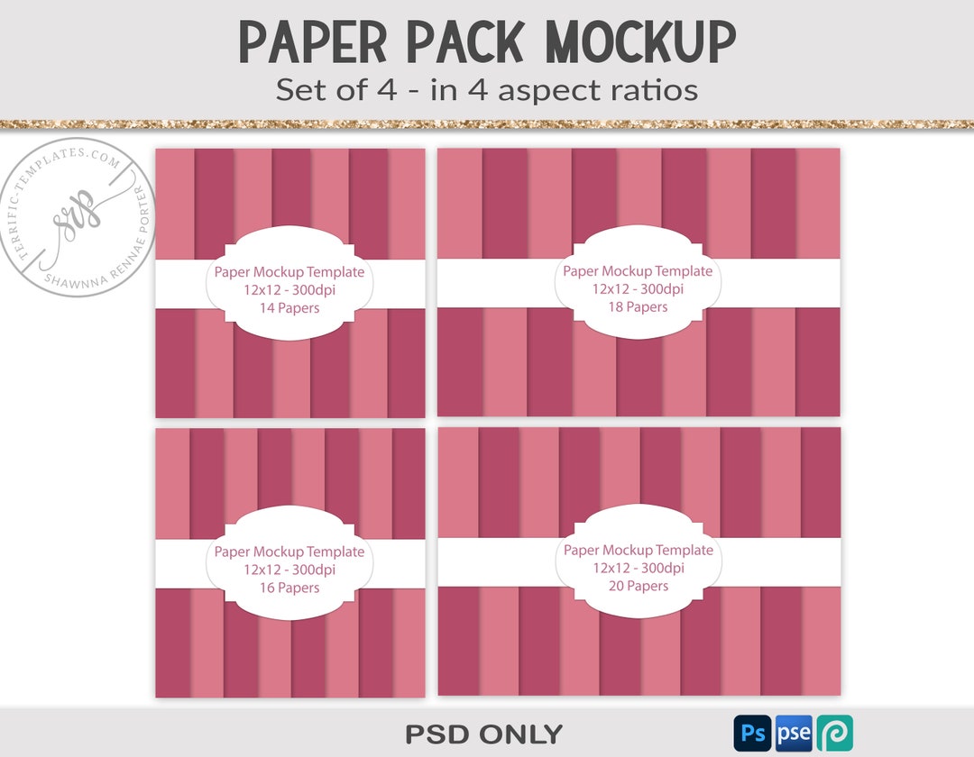 Paper Pack Mockup, PSD Template, Etsy Digital Paper Pack Set ...