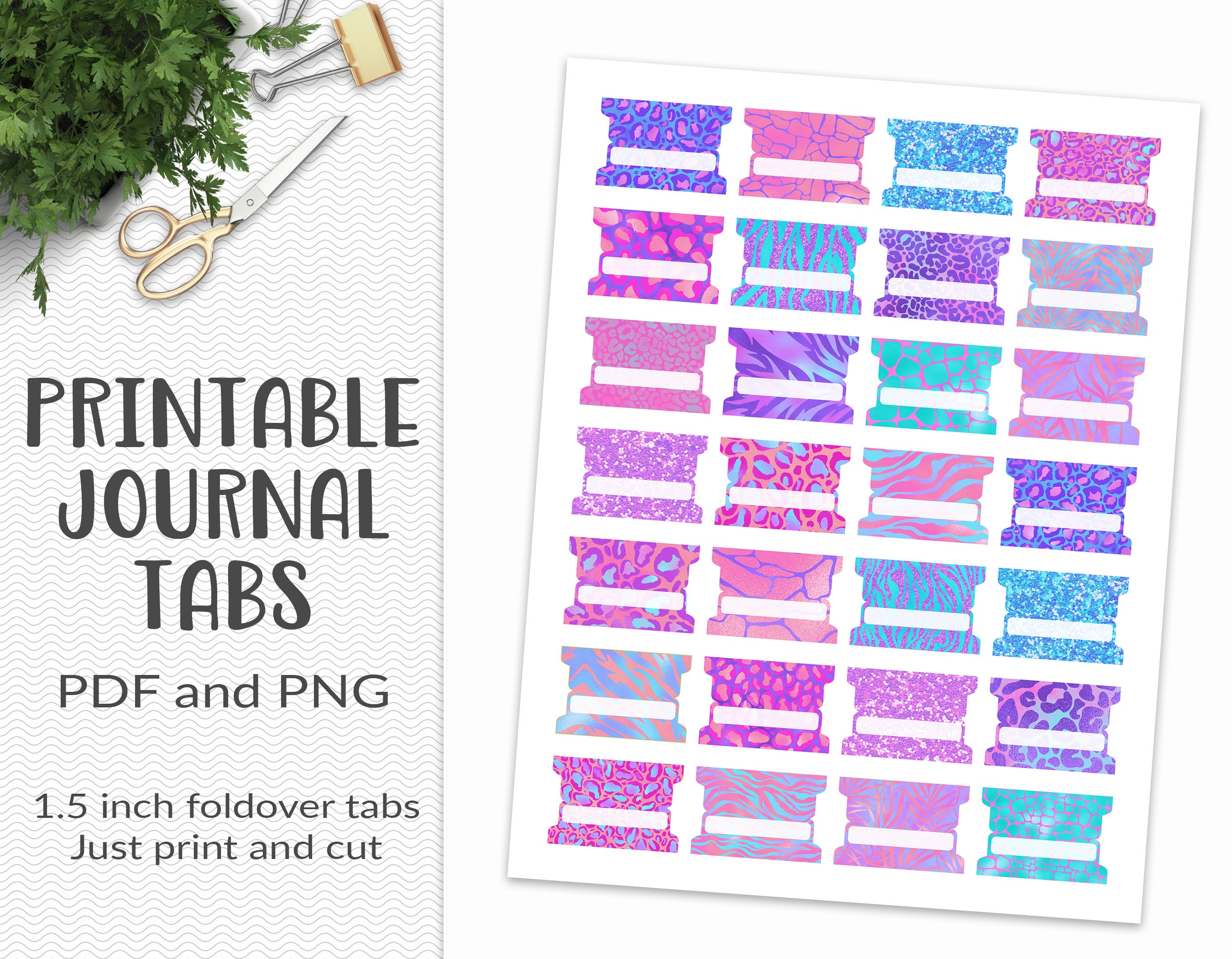 Printable Tabs Fold-over Tabs PNG Cut File Collage Sheet - Etsy