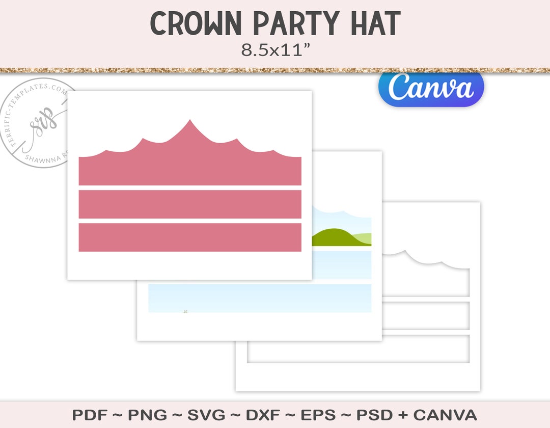 Crown Party Hat Template, Party Printable, Kid's Birthday, Cutting File ...