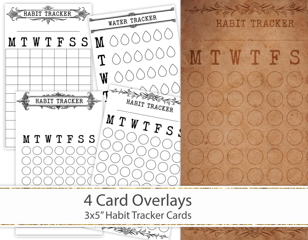 Habit Tracker Card Overlay Templates Junk Journal Design - Etsy