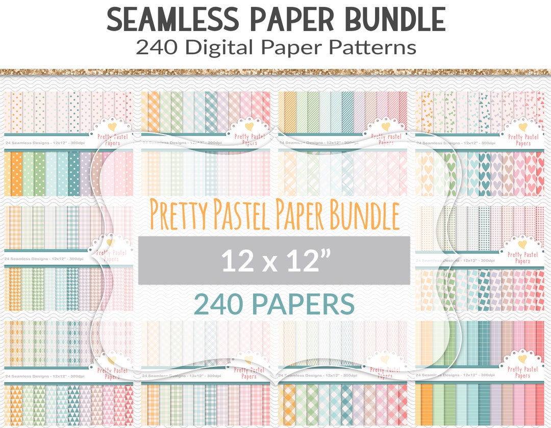 Colorful Pastel Paper Bundle, 10 Paper Packs, 240 Seamless Pattern ...