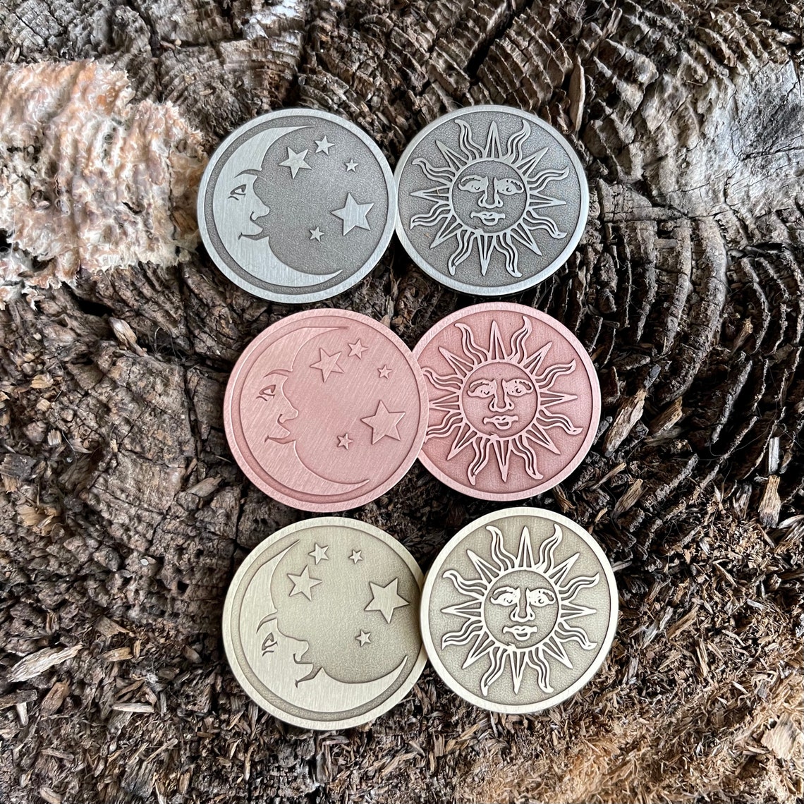 SUN AND MOON Coin Souvenir Pendant Keychain Pin - Etsy