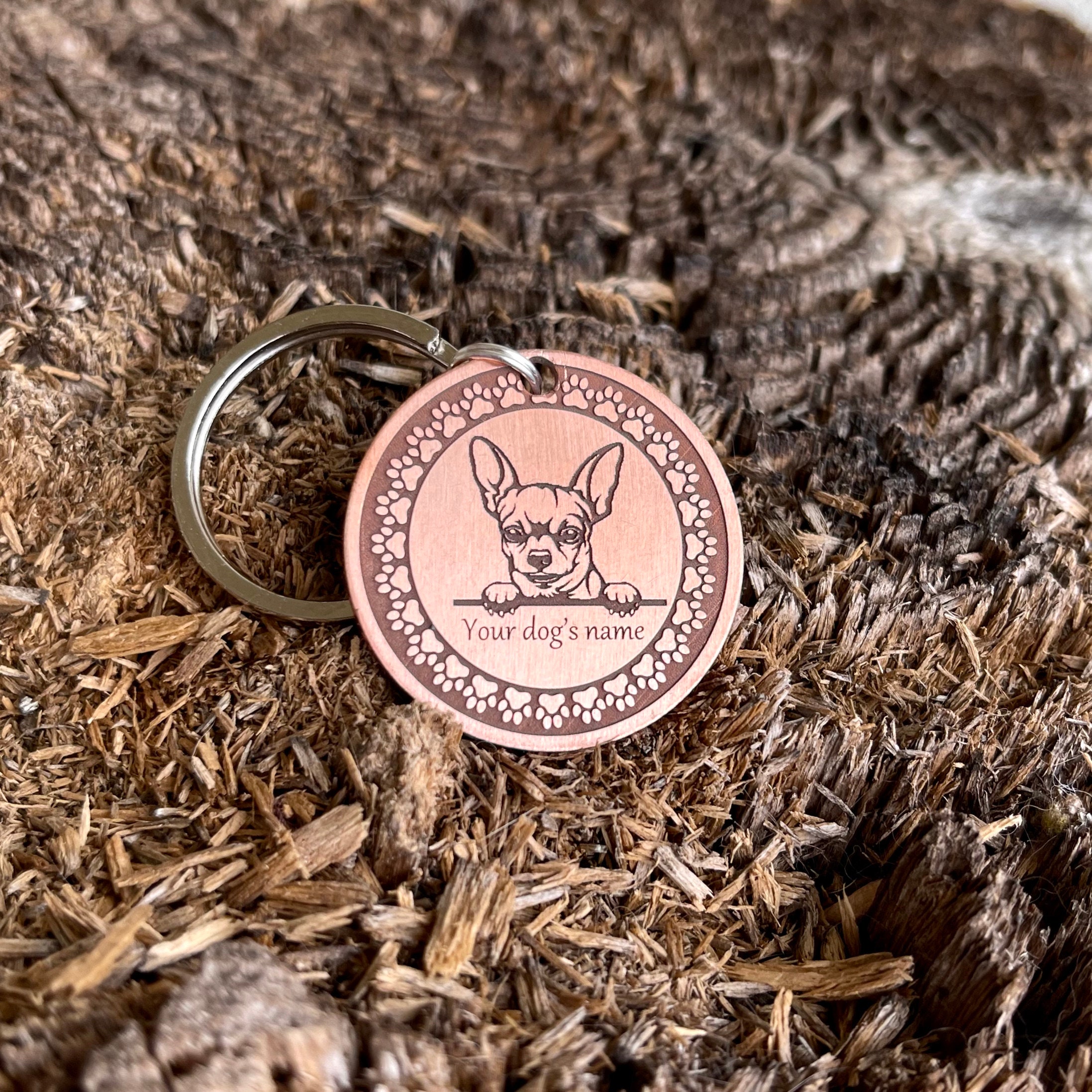 Custom DOG TAG Chihuahua Dog Tag Coin Keychain - Etsy