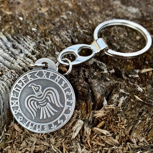 Odin's Raven, Huginn and Muninn Pendant, Coin, Keychain, Pin Badge ...