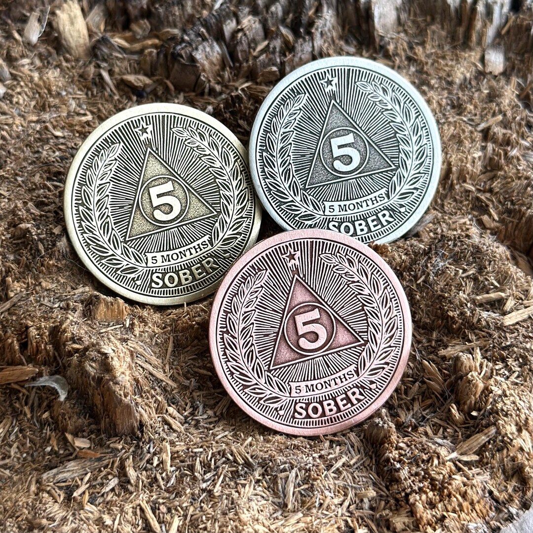 5 MONTHS SOBRIETY Coin || Coin of Sobriety || AA Sobriety Chip ...