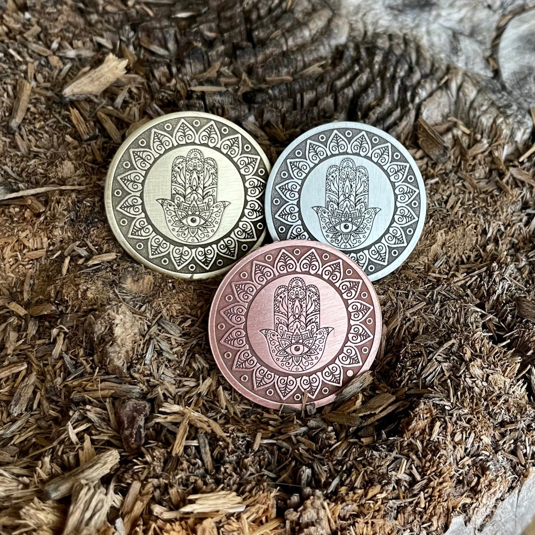 HAMSA HAND Pocket Coin || Hamsa Hand Coin || Pendant || Keychain || Pin ...