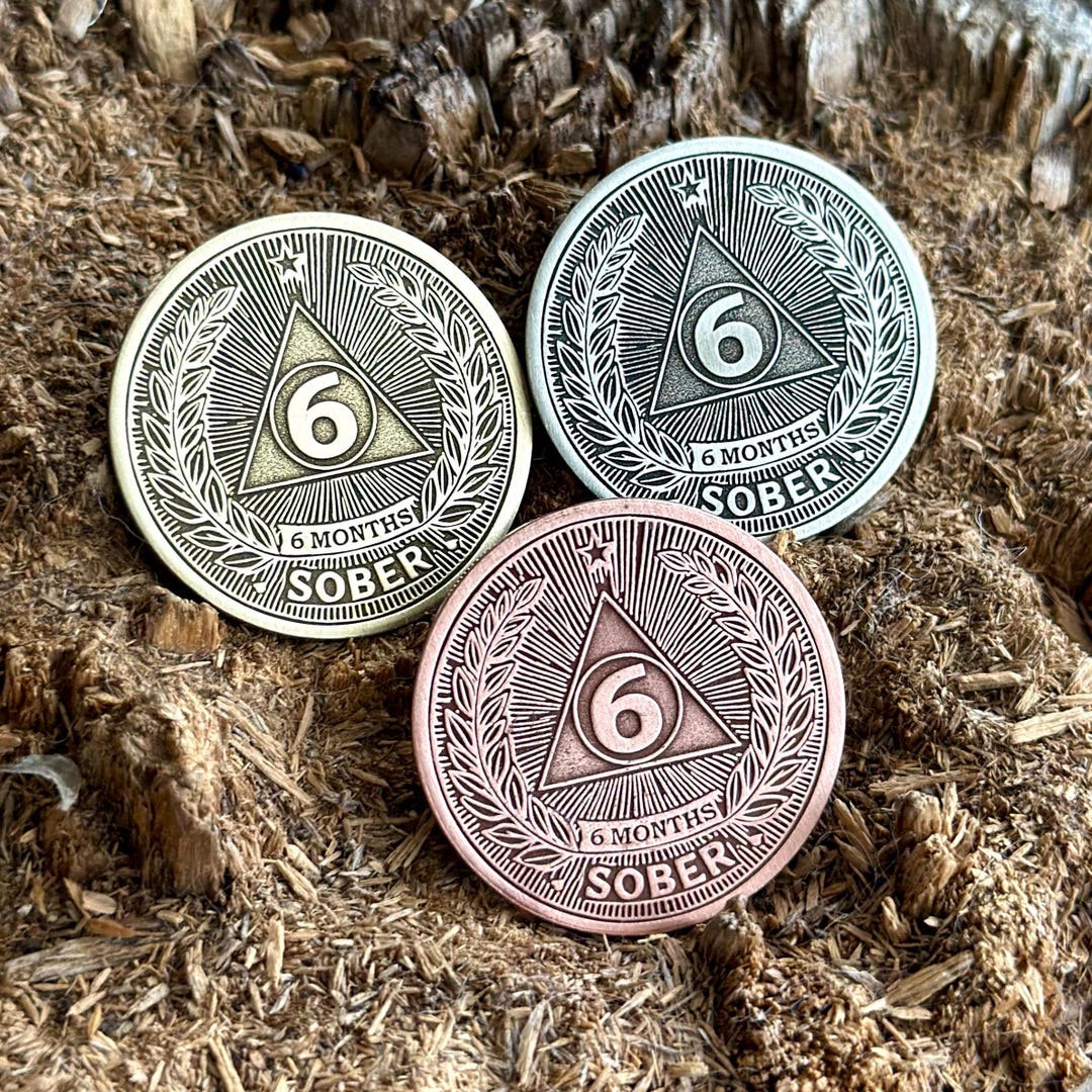 6 MONTHS SOBRIETY Coin || Coin of Sobriety || AA Sobriety Chip ...