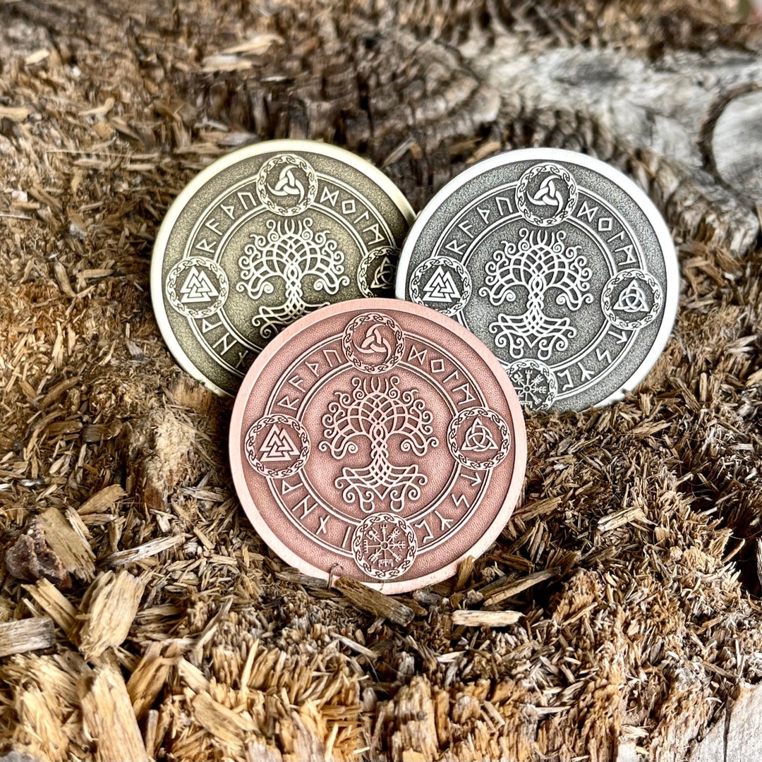 TREE of LIFE Coin || Yggdrasil || Norse Mythology || Vegvisir ...