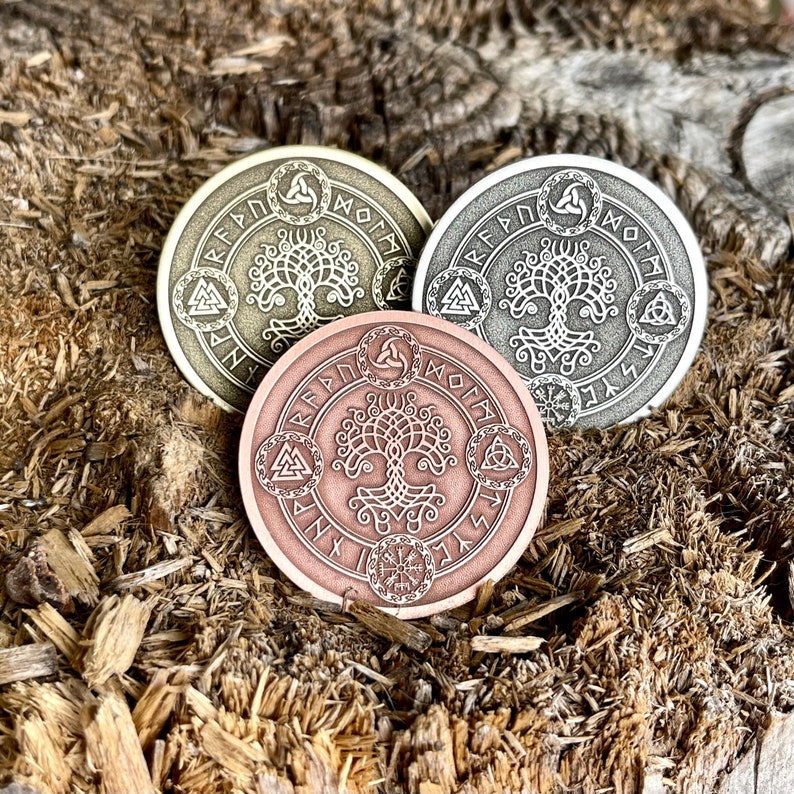 TREE of LIFE Coin Yggdrasil Norse Mythology Vegvisir - Etsy
