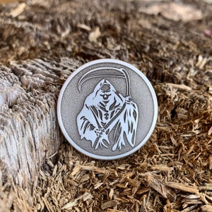 GRIM REAPER Coin || Skull Coin || Necklace | Keychain | Pin (33 Mm, 1. ...