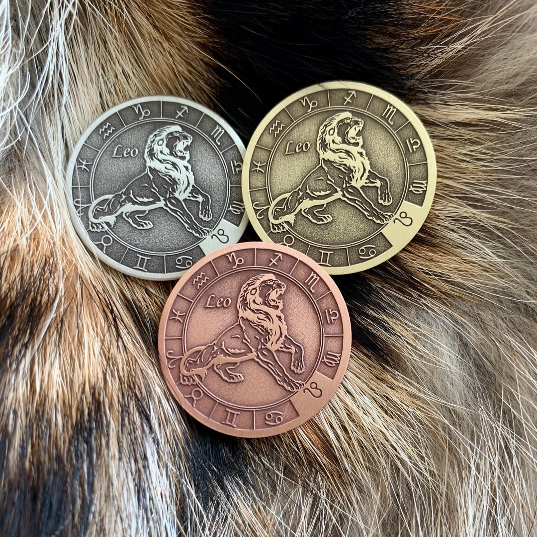 LEO || Zodiac Sign || Astrological Sign || Coin, Pendant, Keychain, Pin ...