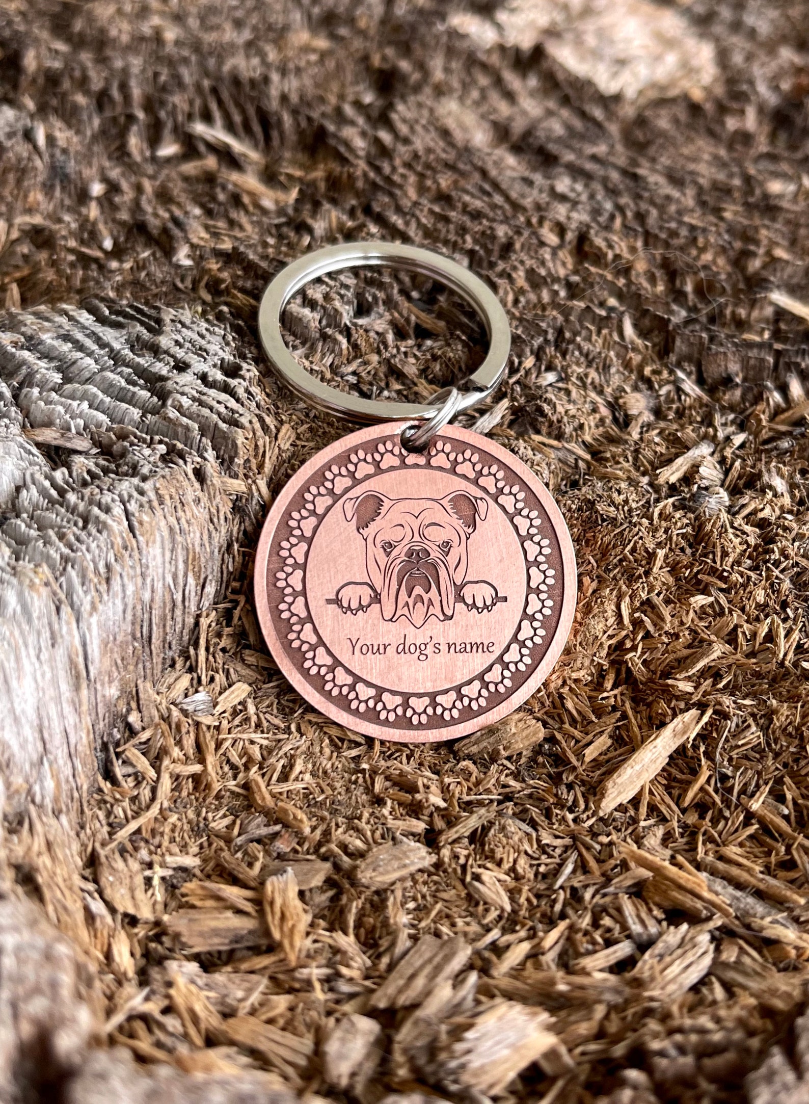 Custom DOG TAG Bulldog Dog Tag Coin Keychain - Etsy