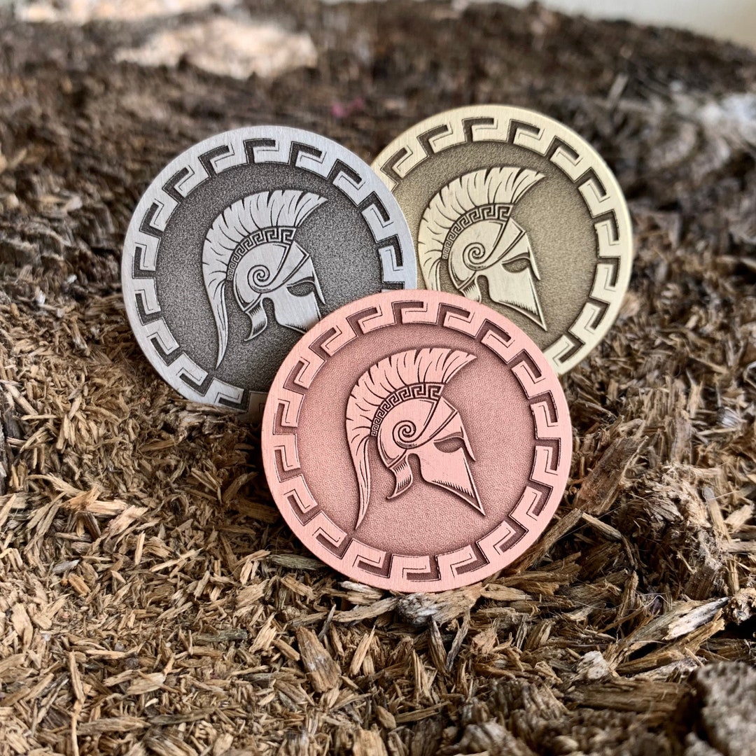 SPARTAN HELMET Coin || Ancient Greek Coin, Pendant, Keychain, Pin Badge ...