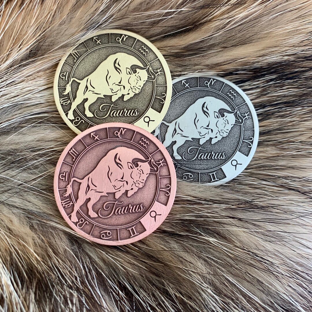 TAURUS || Zodiac Sign || Astrological Sign || Coin, Pendant, Keychain ...
