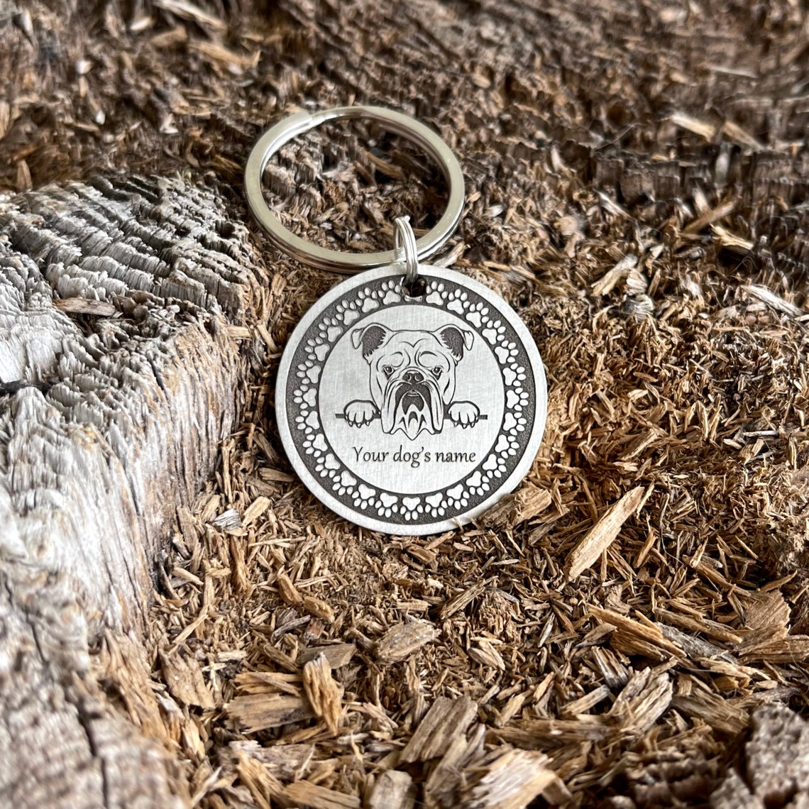Custom DOG TAG Bulldog Dog Tag Coin Keychain - Etsy
