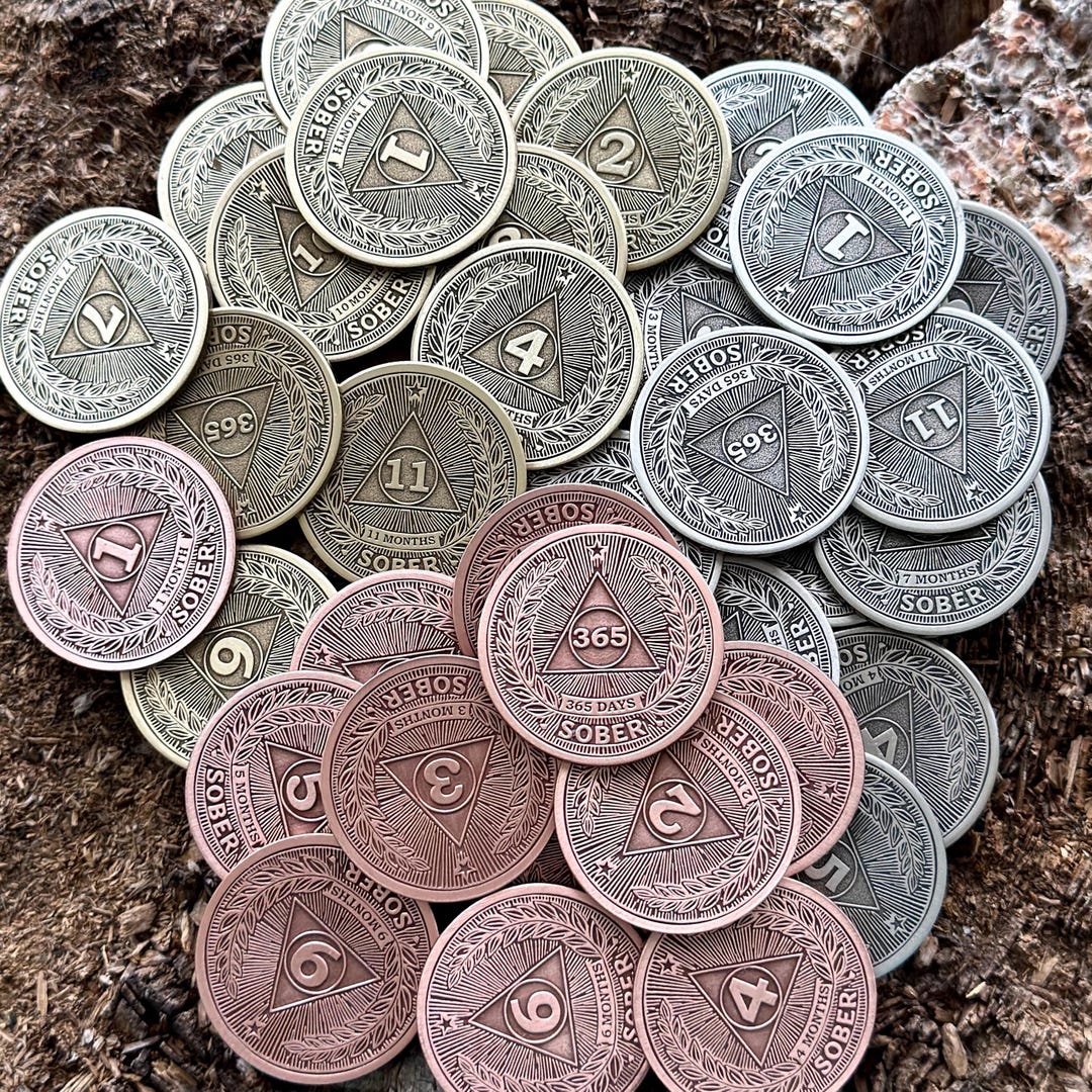 One Year Sobriety Milestone Coins Set || 1 Month-1 Year Sobriety ...