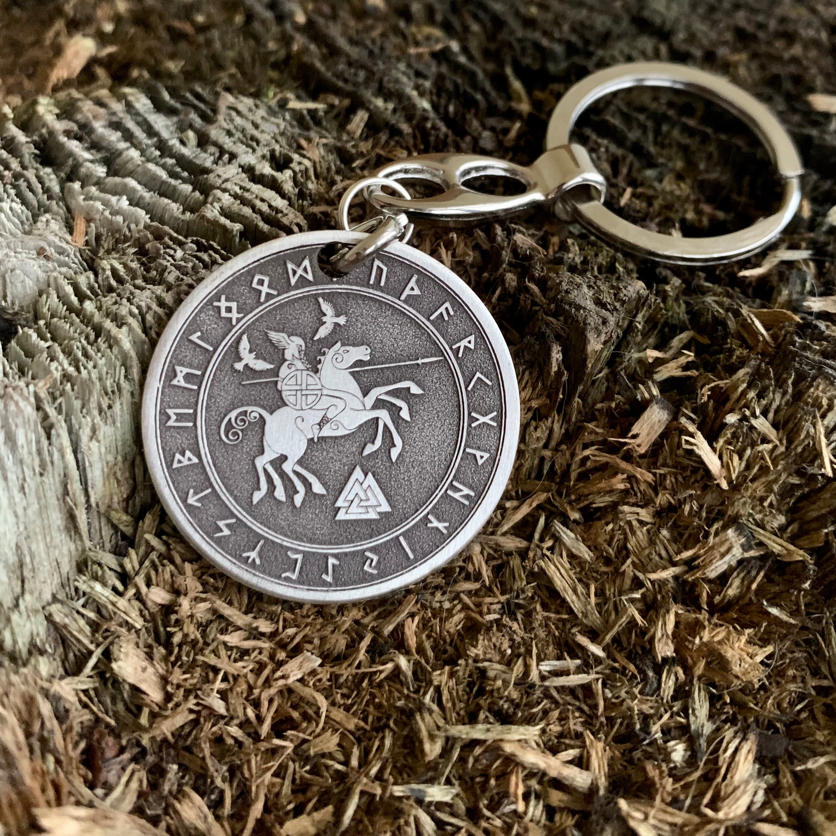 Odin On A Sleipnir Coin Pendant Keychain Pin Badge 33 mm | Etsy